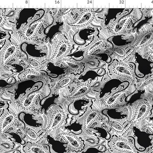Rat Fabric Paisley Power Large Black Rat Print by Paisleypower Rats ...