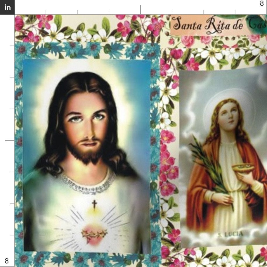 Catholic Saints Fabric Catholic Saints and Images Collage by - Etsy