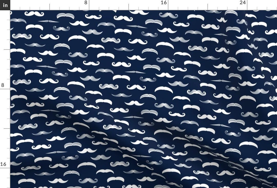 Facial Hair Fabric - Mustaches on Navy by Littlearrowdesign - Navy ...