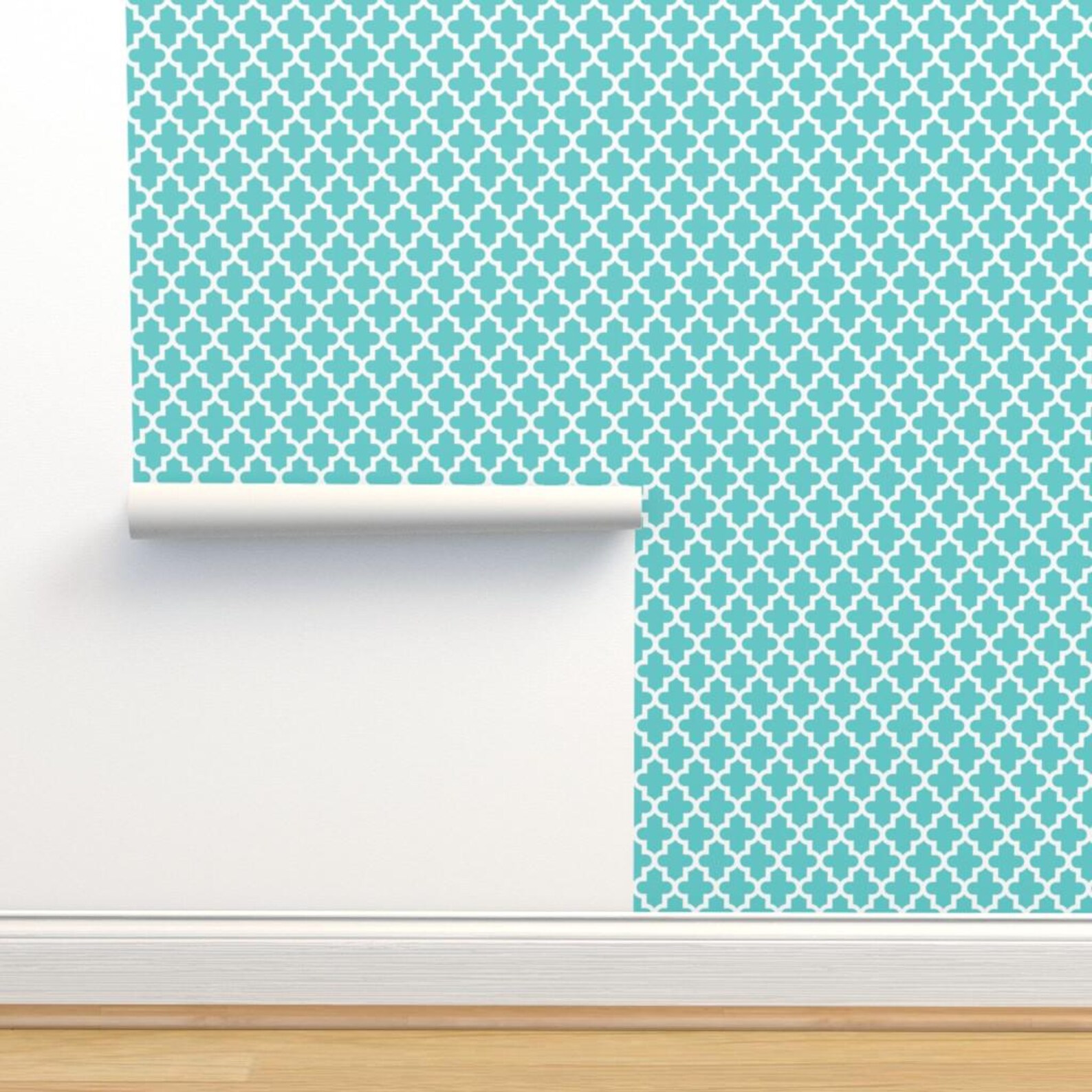 Quatrefoil Wallpaper - Turquoise Moroccan by Sweetzoeshop - Modern Home ...