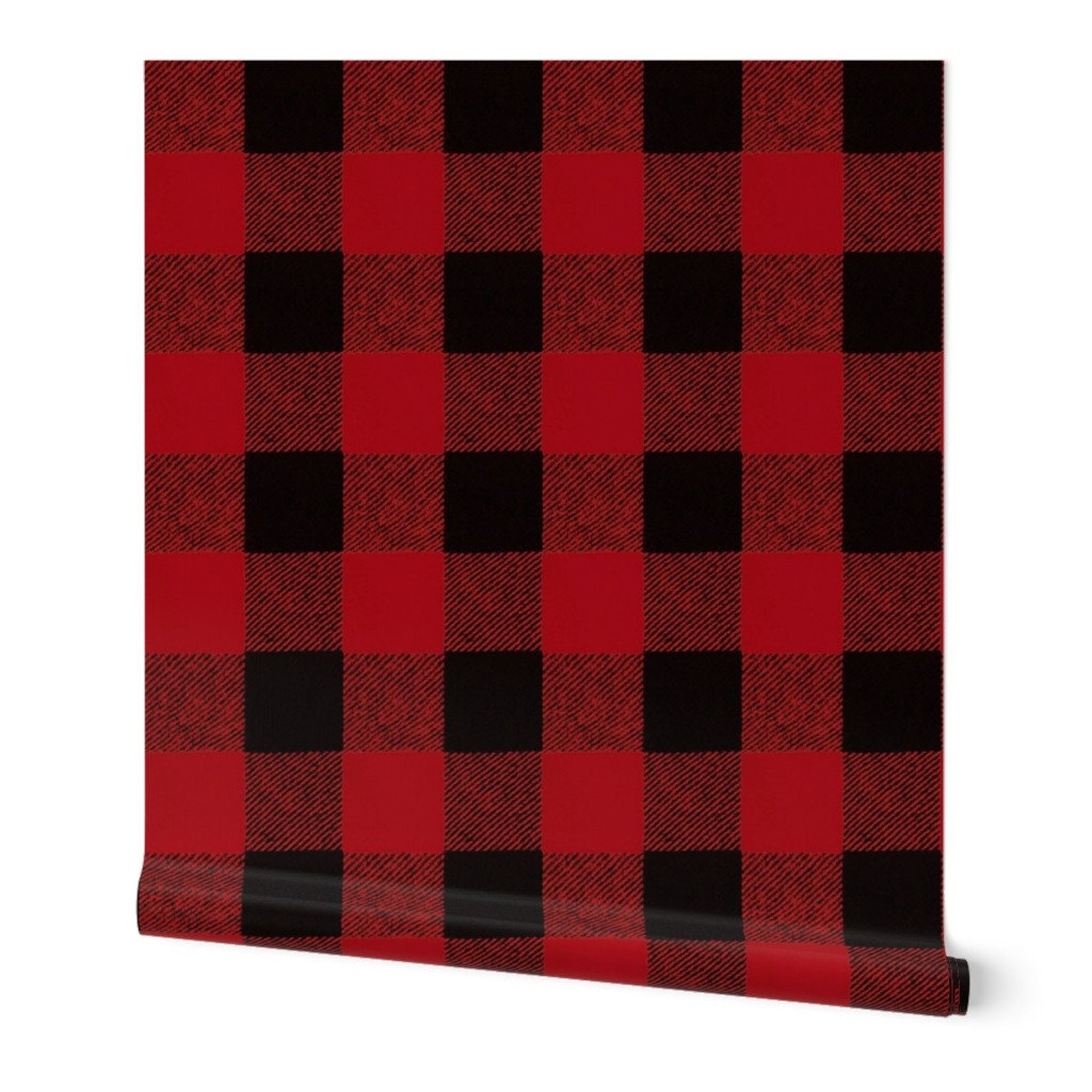 Buffalo Check Wallpaper Red Black Flannel by - Etsy