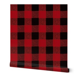 Buffalo Check Wallpaper Red Black Flannel by - Etsy