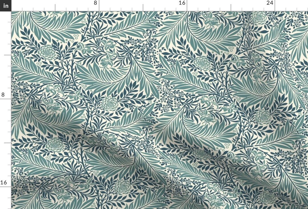 Art Nouveau Fabric - Larkspur Dark Teal by Adrienne_donovan_design ...