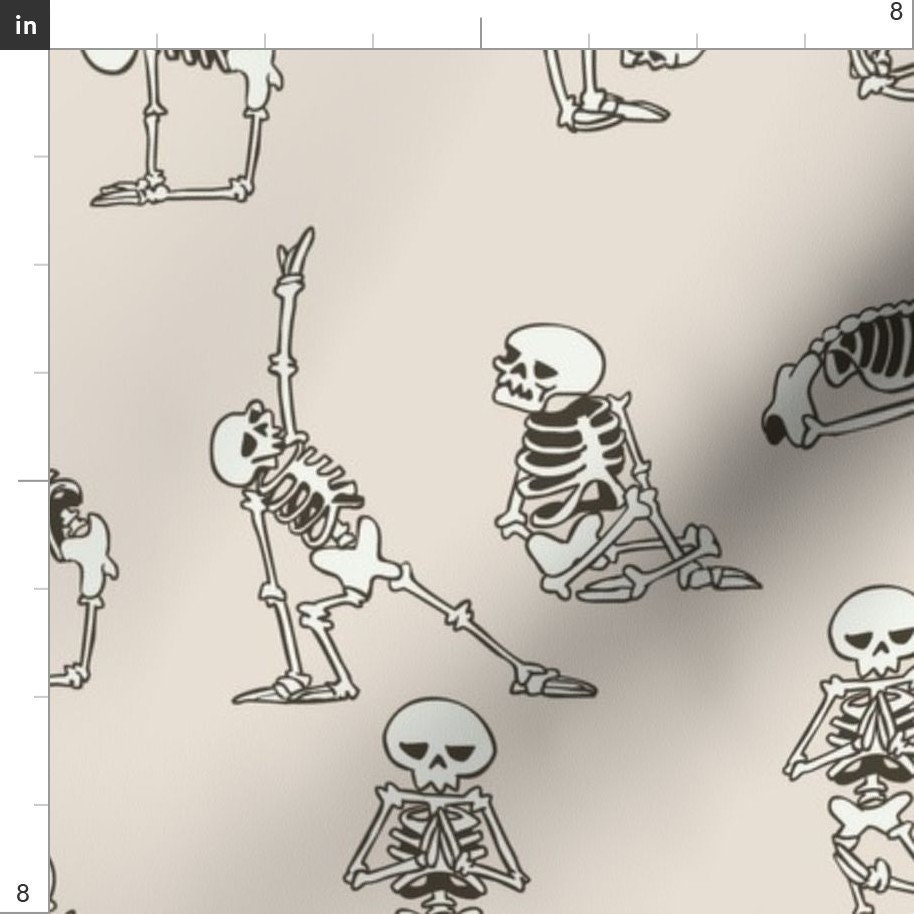Skull Yoga Skeleton Illustration Fabric Skeleton Yoga by | Etsy