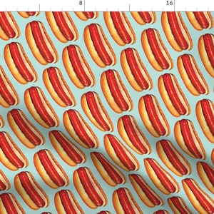 Classic Hot Dog Fabric Hot Dog by Kellygilleran Retro Hot Dog Kitchen ...