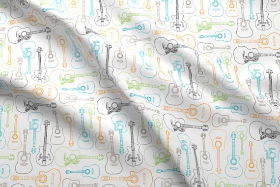Rock music instrument guitar pattern Fabric By Little Smile | Etsy