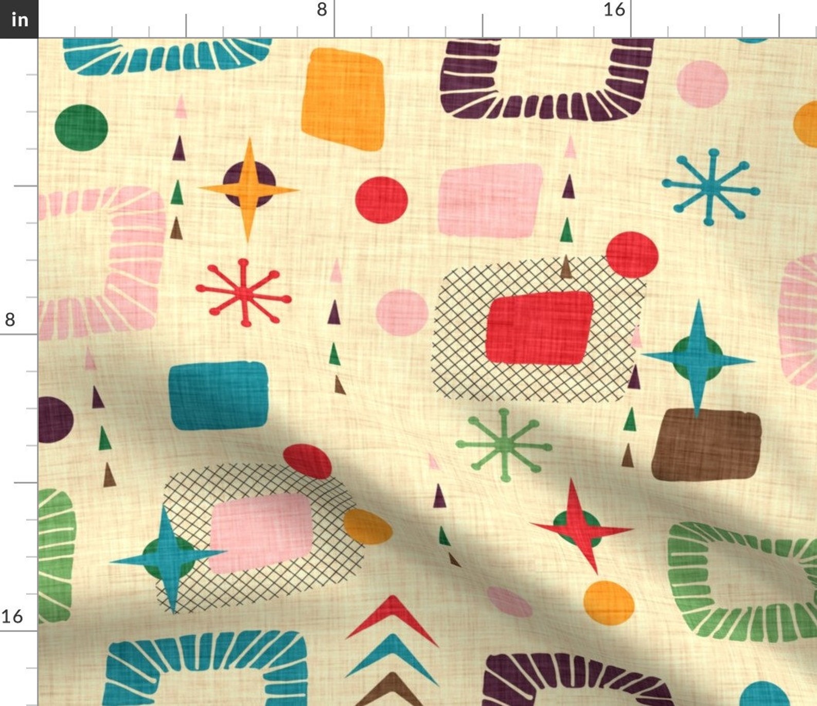 Abstract Fabric 1950s Atomic Pattern by Bruxamagica Mid - Etsy