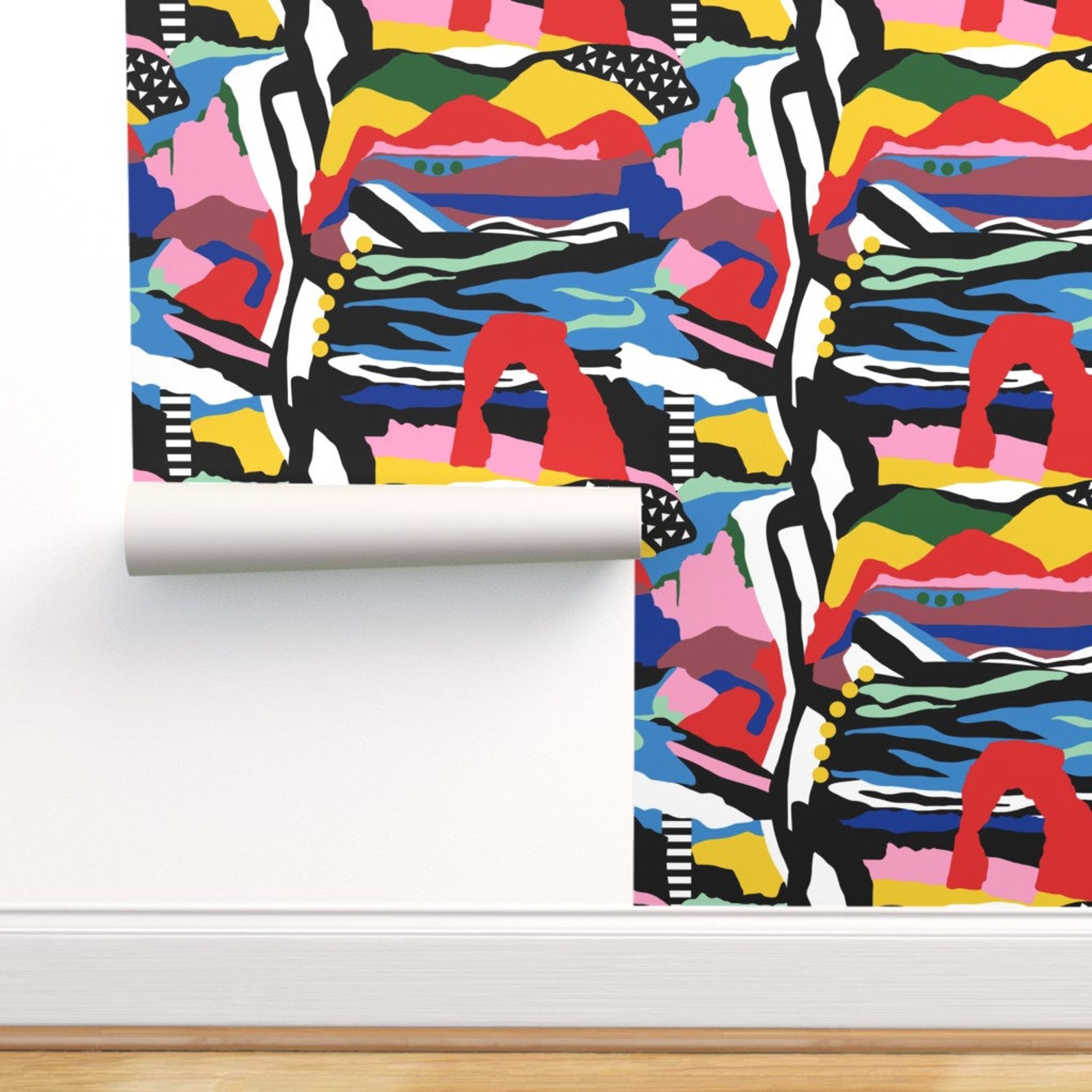 Postmodern Wallpaper Abstract Landscape by | Etsy