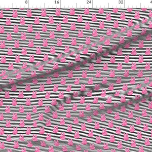 Rabbit Fabric Pink Watercolor Bunny on Black White Stripes by ...