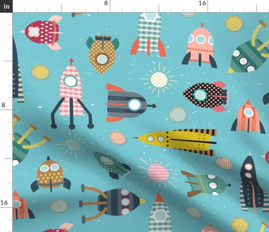 Rocket Fabric Space Adventure Large by Twigged Rocketship Spaceship ...