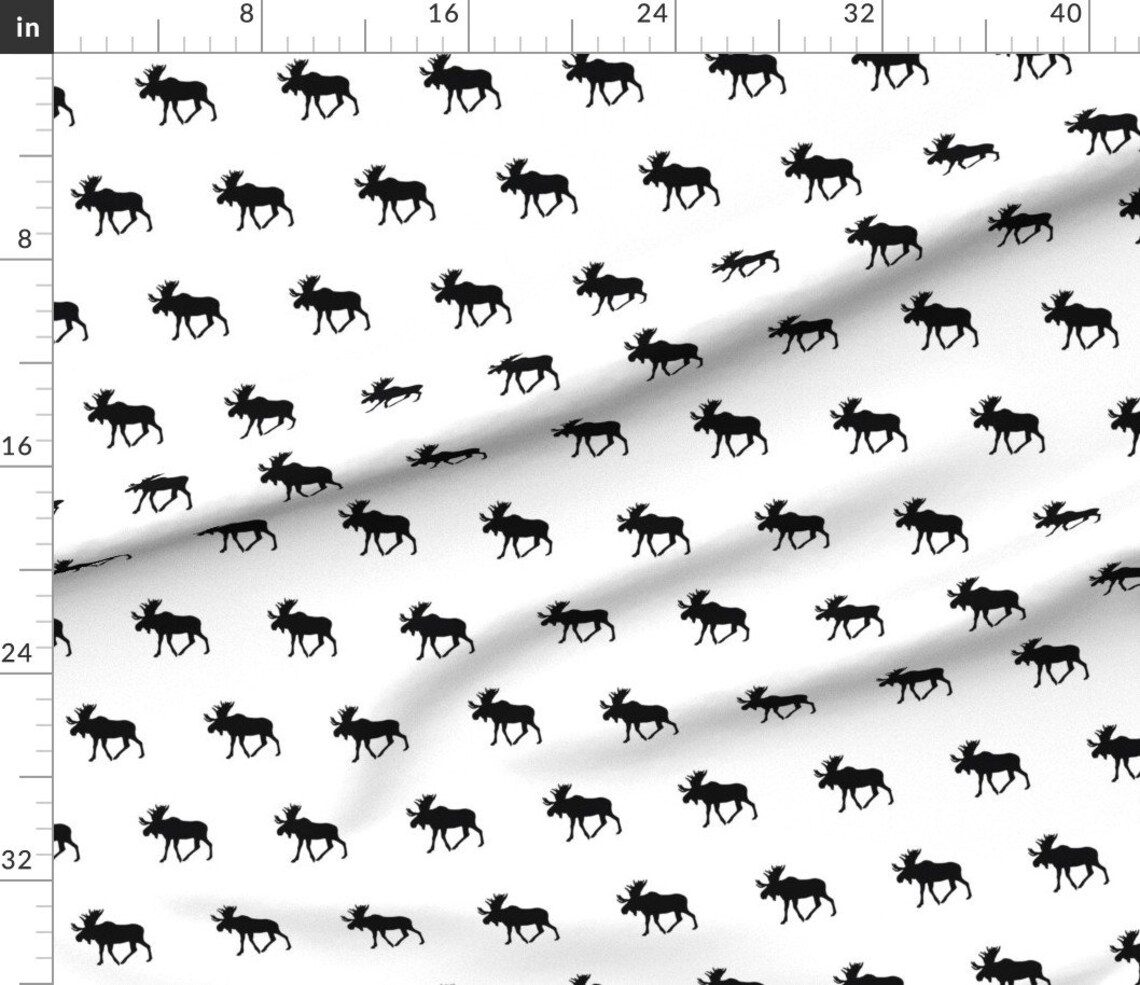 Moose Fabric Moose / B&W Custom Fabric by Little Arrow - Etsy