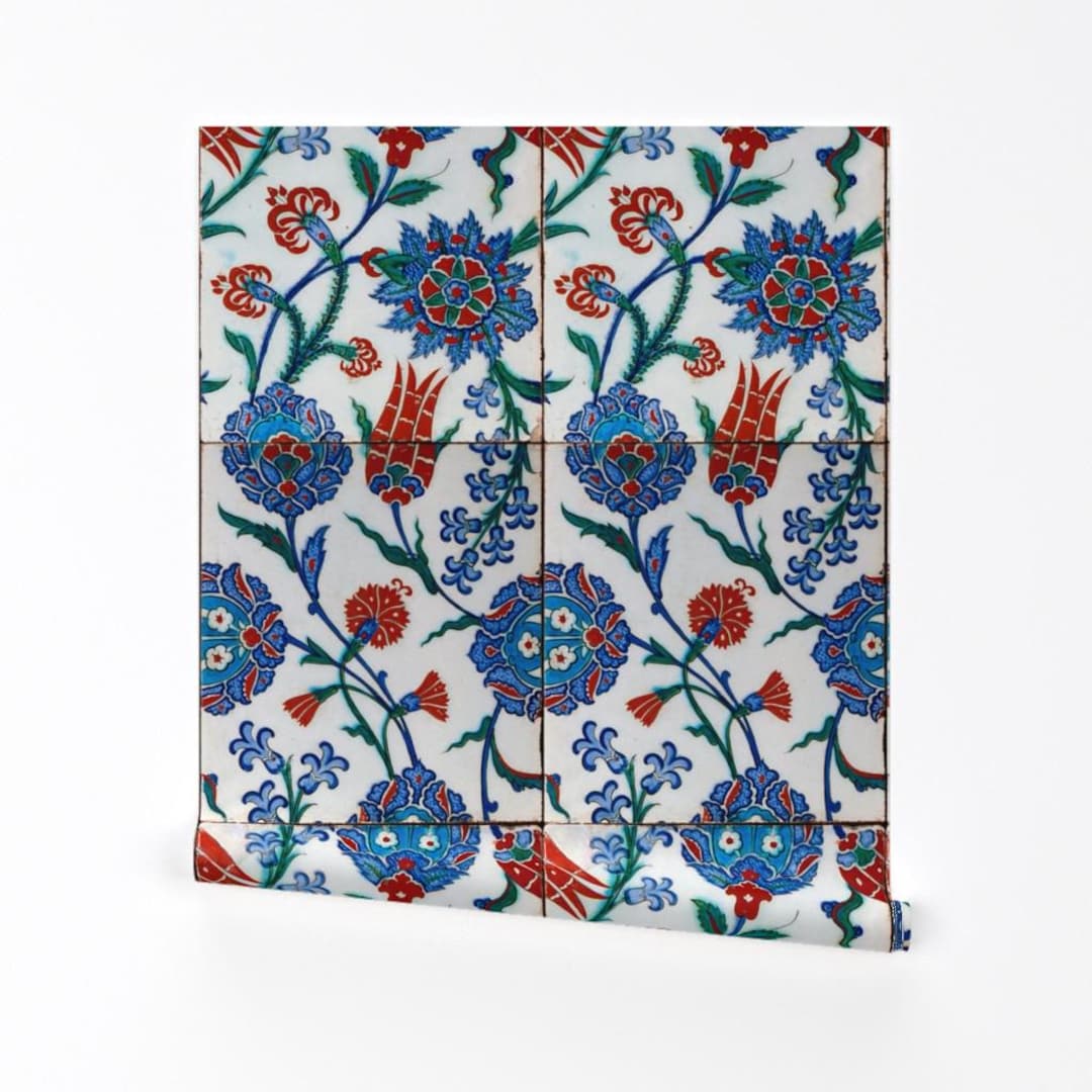 Floral Fabric - 16th Century Damask Tile - Peacoquettedesigns - Turkish ...