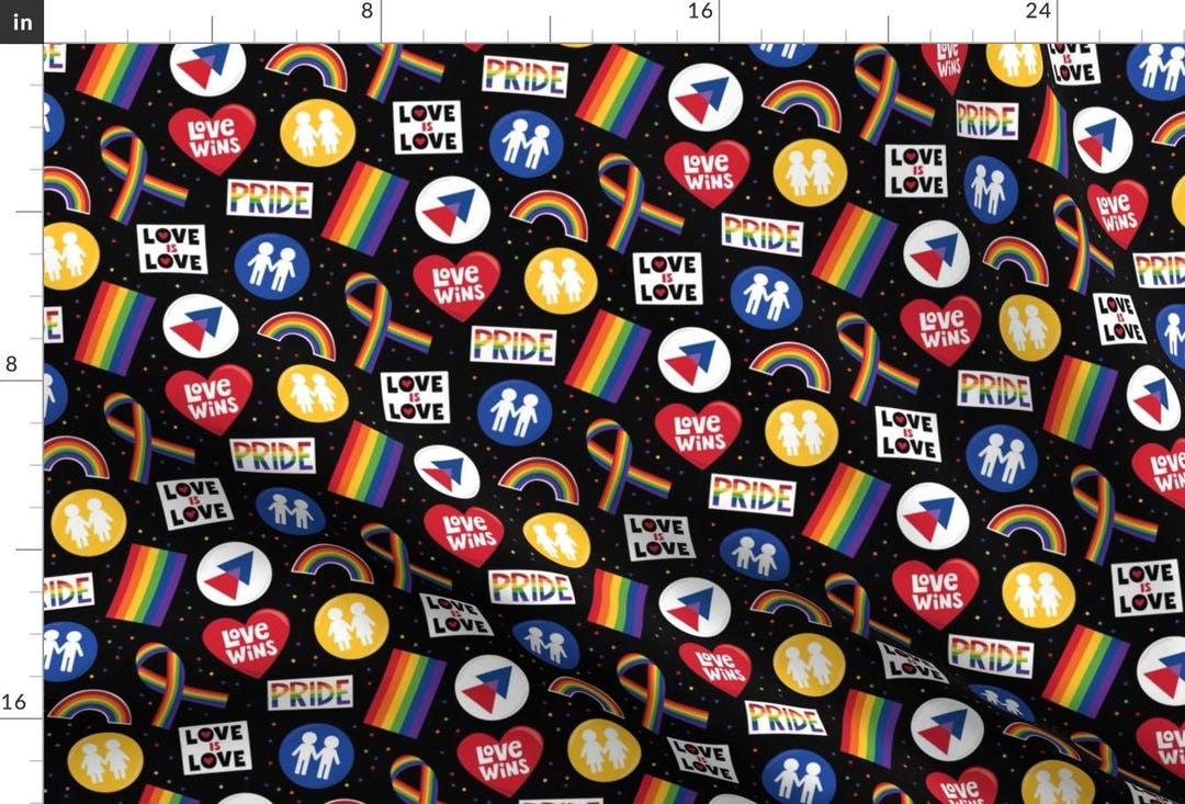 Pride Fabric - Pride by Lisa Kubenez - Pride Rainbow Black LGBTQ ...