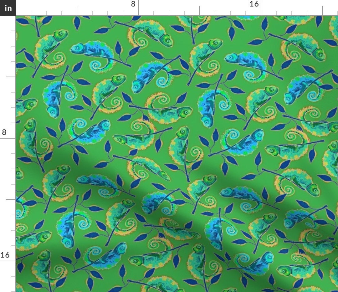 Bold Chameleon Lizard Fabric Ditzy Chameleons by Coopercraft Chameleon ...