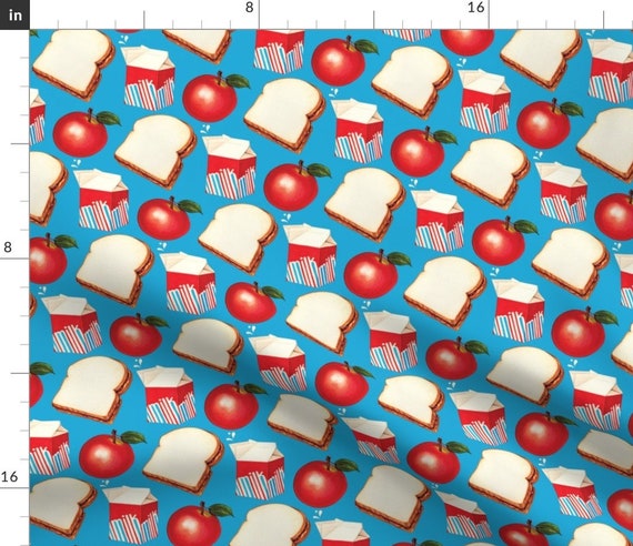 Lunch Time Food School Sandwich Apple Fabric Lunch Pattern - Etsy