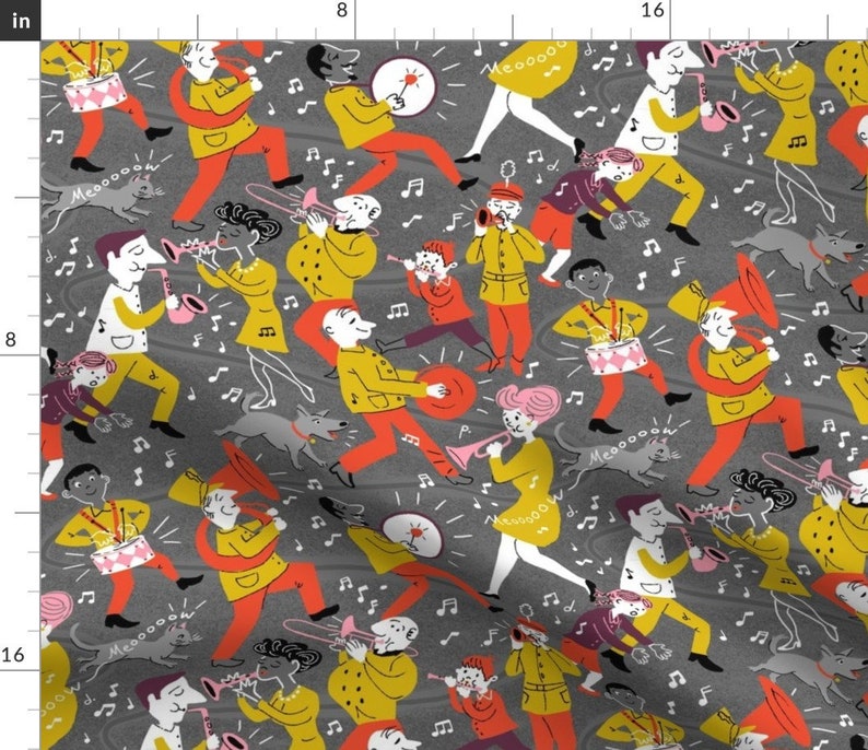 Mod Marching Band Fabric Mid Century Band Color 5 Large by - Etsy