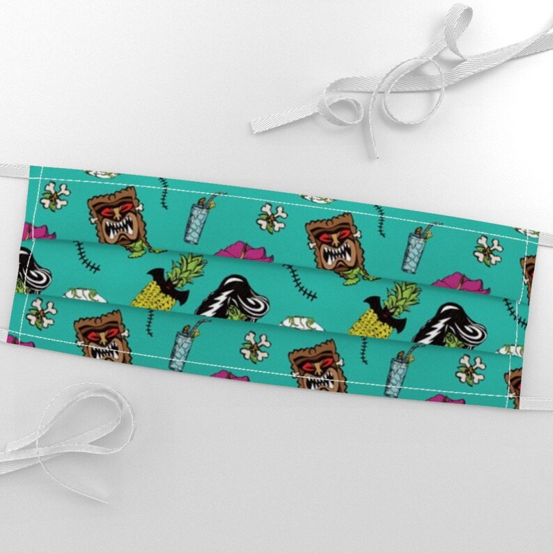 Zombie Fabric Haunted Psychobilly Luau Toss in Retro Aqua by - Etsy
