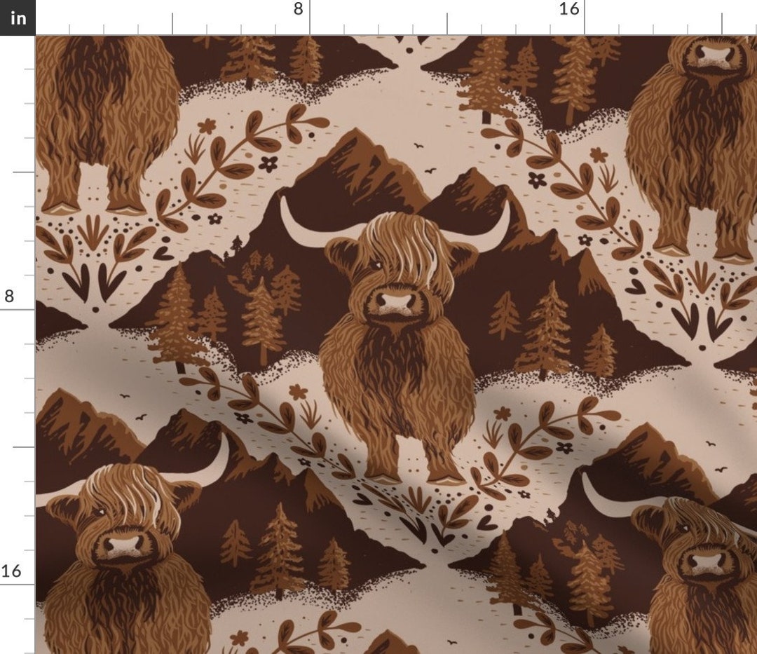 Highland Cow Fabric Hilda the Highland Cow by Creativeinchi - Etsy