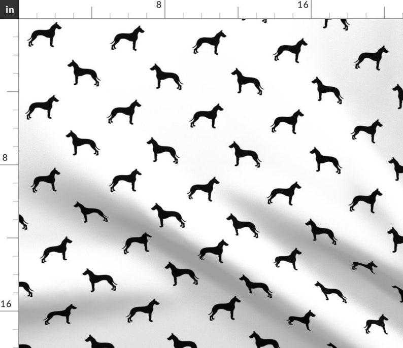 Great Dane Fabric Great Dane Silhouette Dog Fabric White by - Etsy