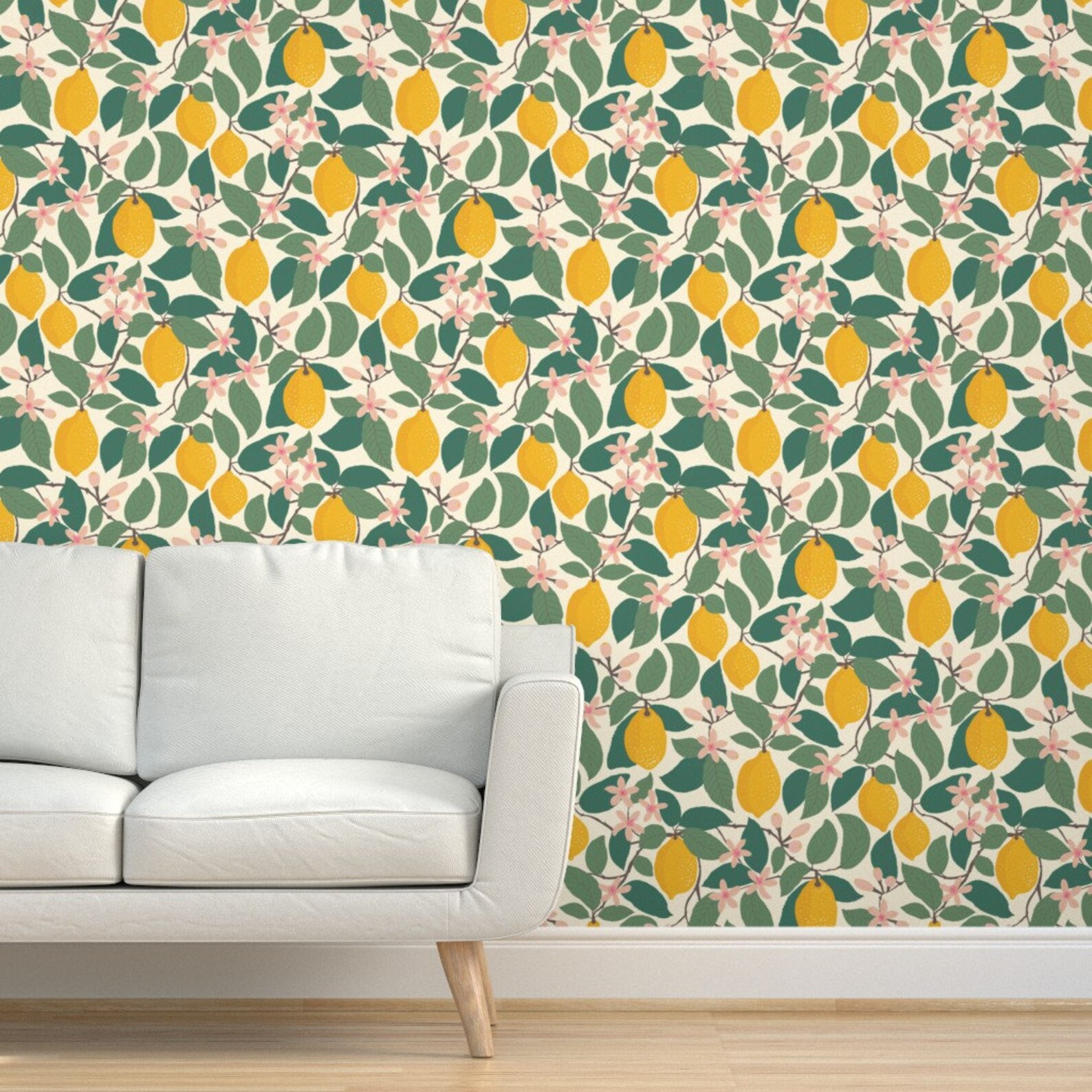 Lemon Botanical Wallpaper Lemon Tree by Rocketandindigo - Etsy