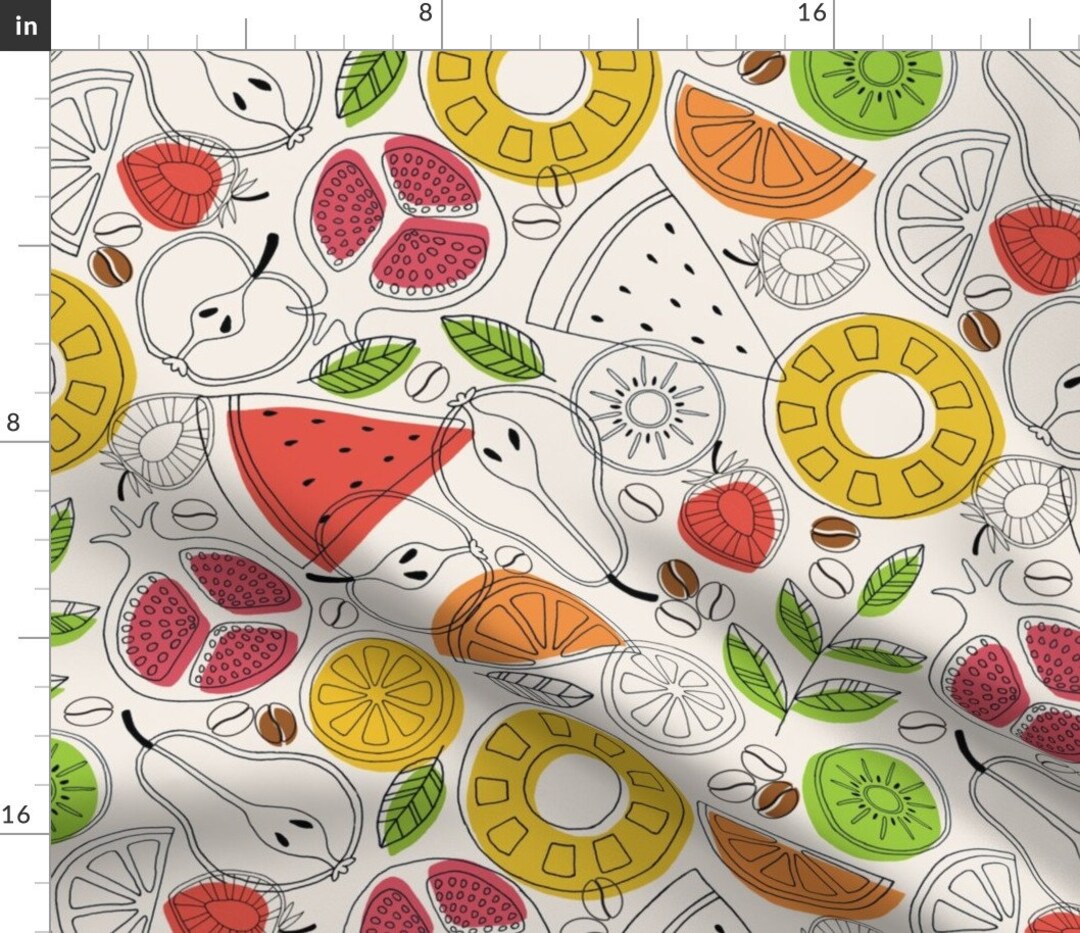 Fruit Fabric Fruit Fling Flung By De Zigns Strawberry Pear Apple ...