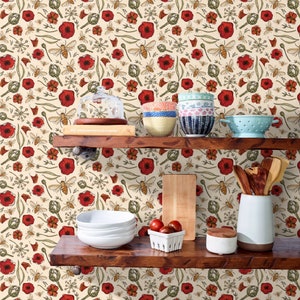 Kitchen Floral Wallpaper the Art of Bee Keeping by Laurawrightstudio ...
