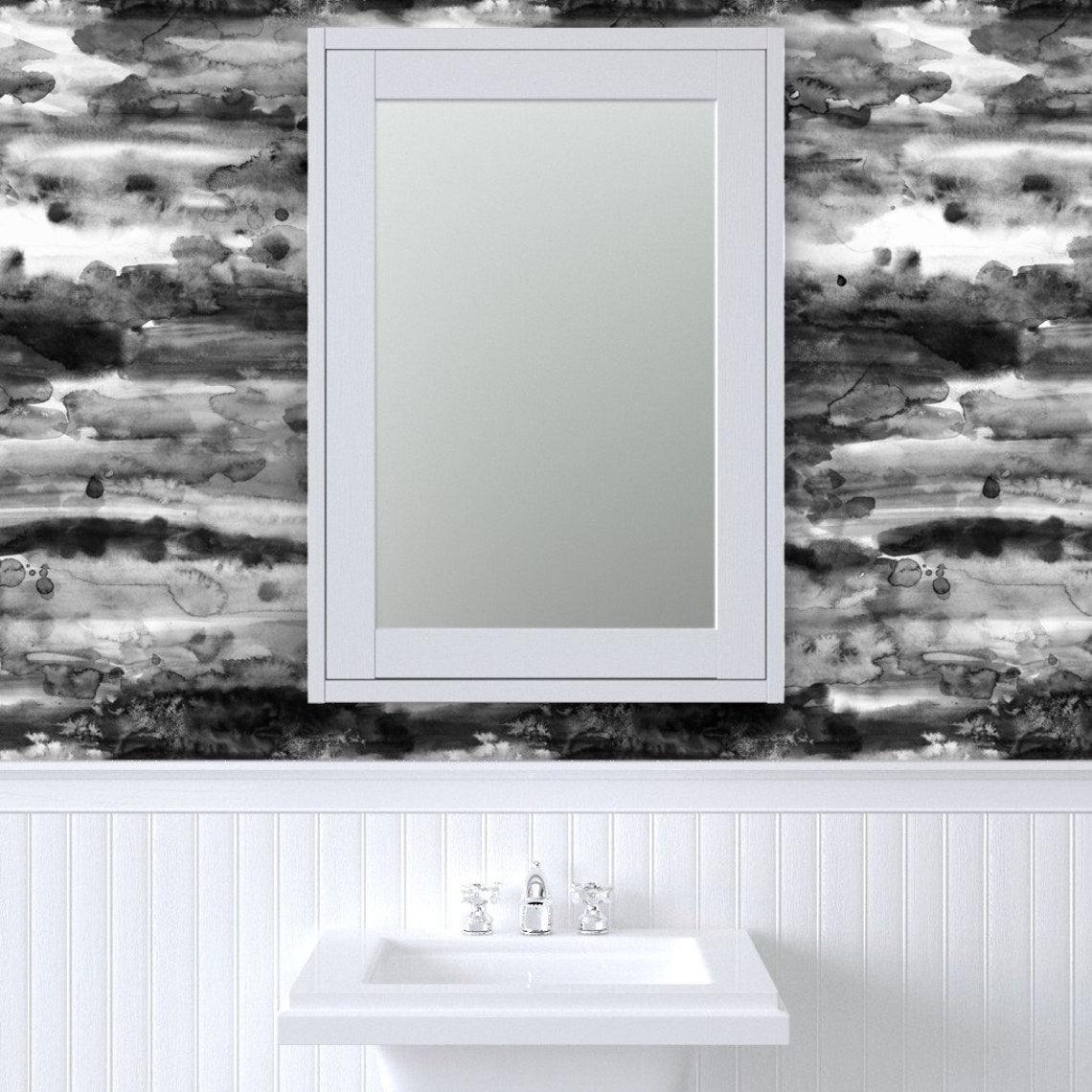 Monochrome Wallpaper Watercolour 15 by Heytangerine | Etsy