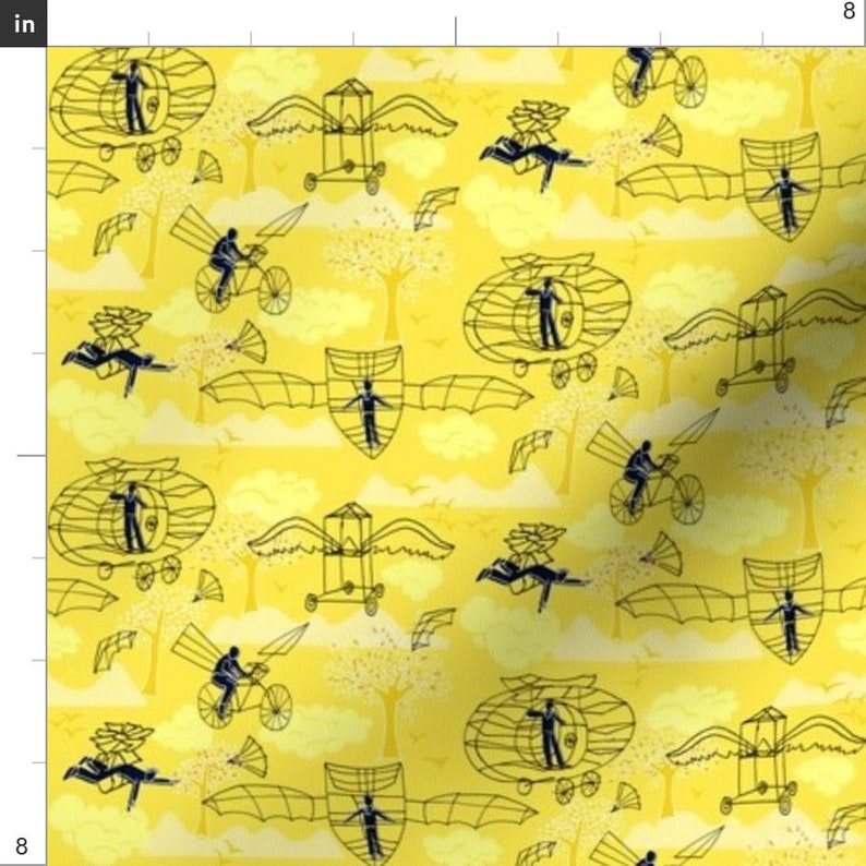 Flying Machines Fabric What Goes up by Graceful Yellow | Etsy