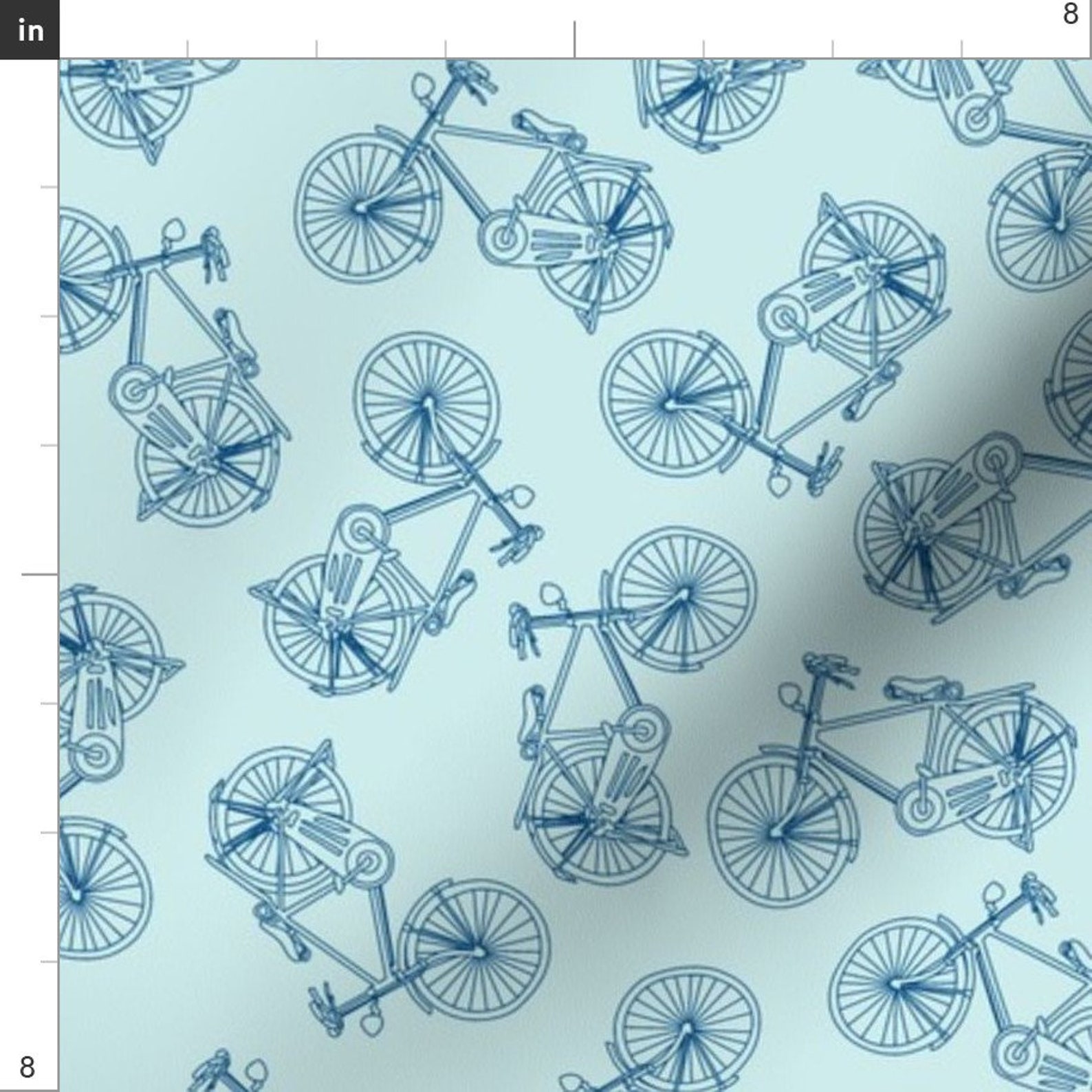Blue Hipster Bike Fabric Bikes Blue by Curious Nook | Etsy