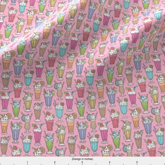 Milkshake Fabric Milkshake On Pink Tiny Small 075 Inch By | Etsy