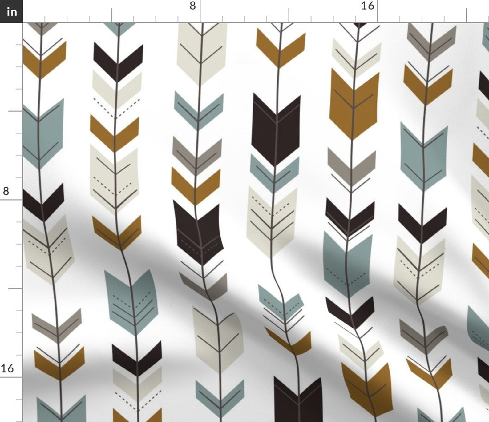 Fletching Arrows Fabric Fletching Arrows // on White by - Etsy