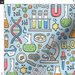 Science Fabric - Science Lab by Caja Design - Blue Colorful Kids ...