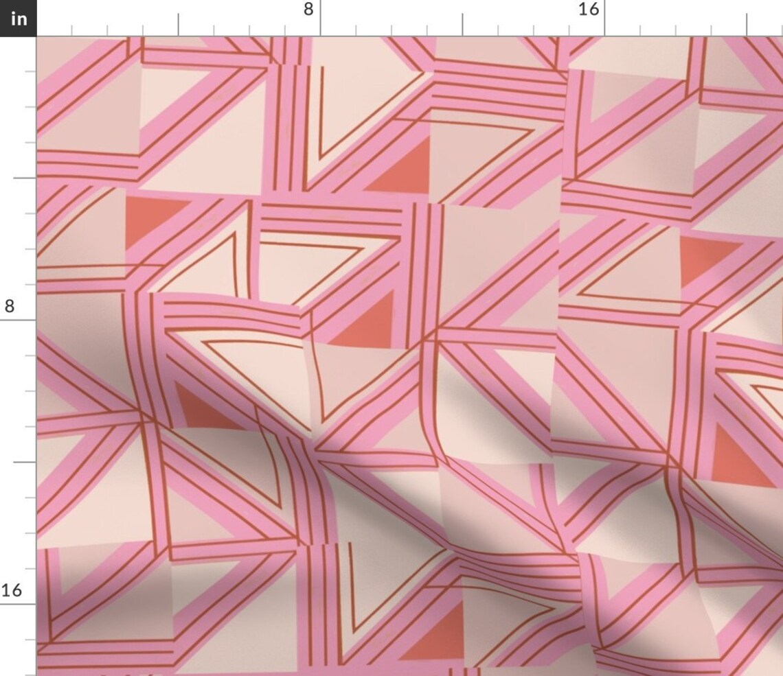 Retro Geo Fabric Happy Geo Maze by Alison Janssen Lines - Etsy