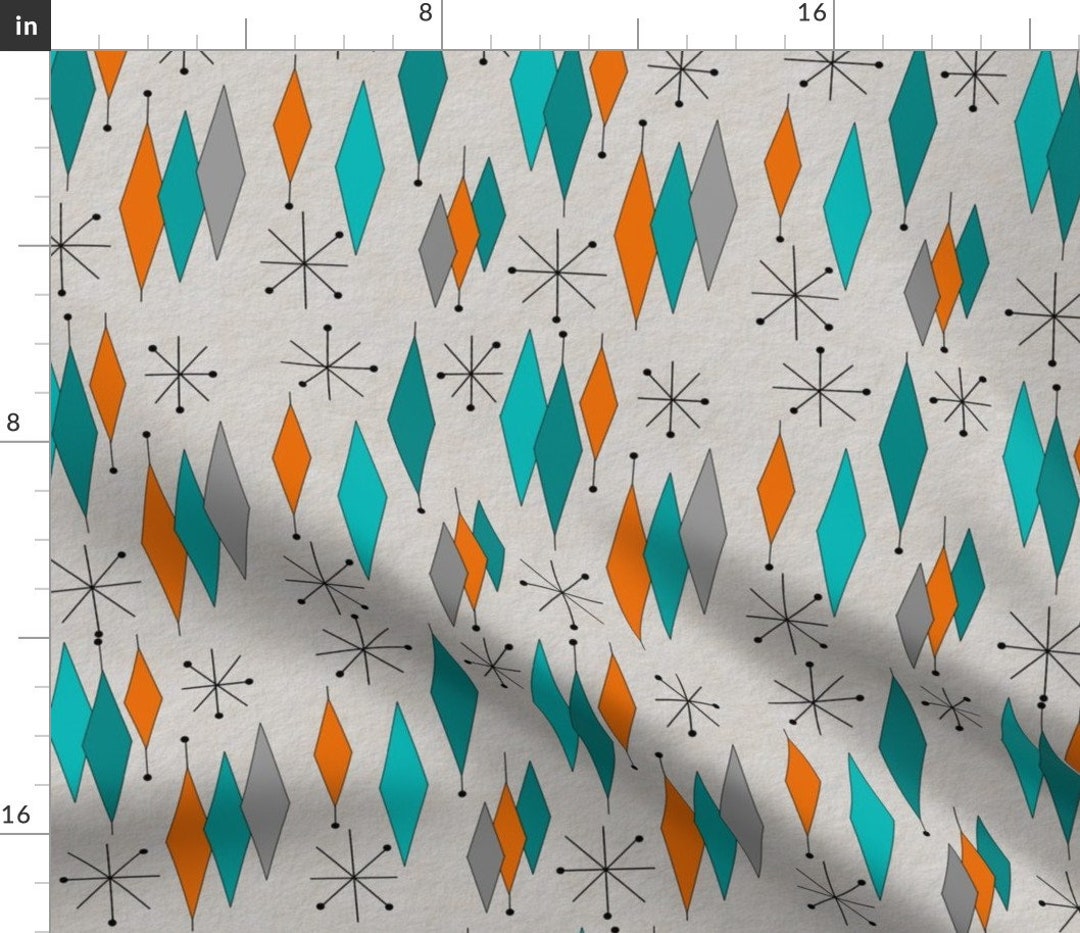 Retro Fabric Mid-century Modern Diamond Pattern by - Etsy