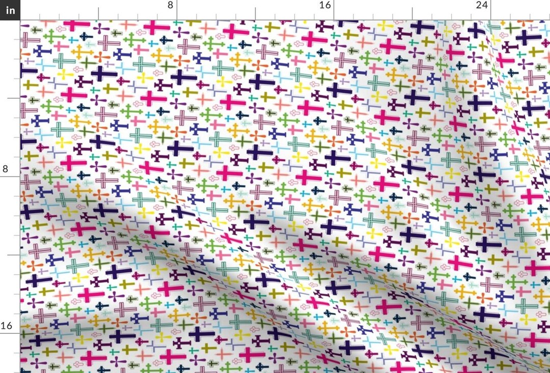 Multicolor Crosses Apparel Fabric - Crosses by Kellyrenay - Rotated ...