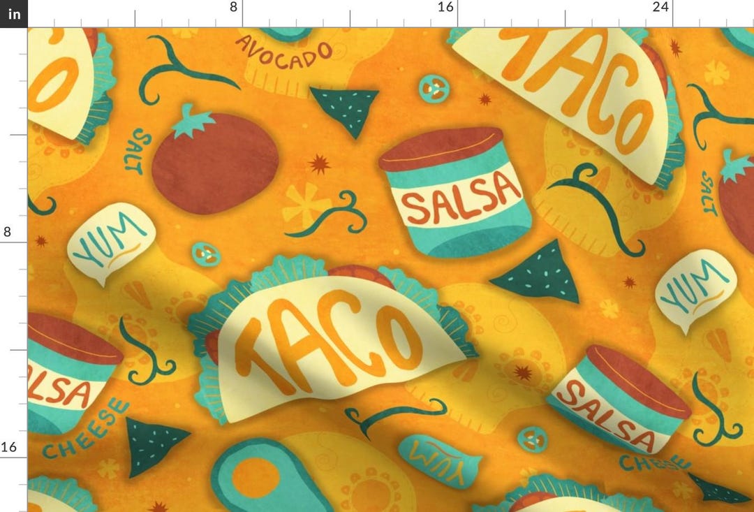 Crunchy Taco Fabric - Taco Party by Littleknids - Taco & Burritos Sugar ...