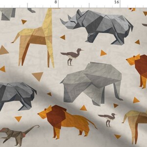 Origami Geometric Safari Animals Fabric Origami Safari Large - Etsy