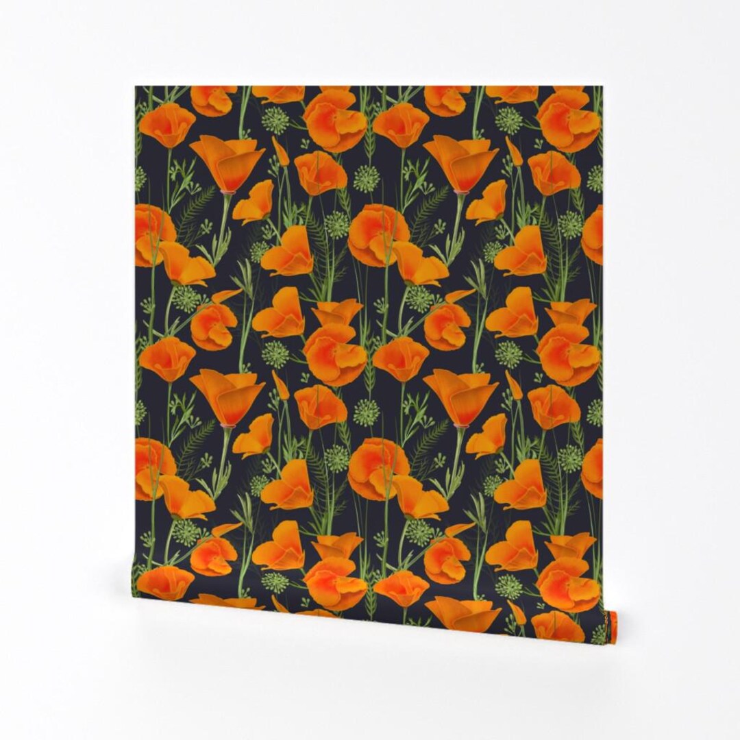 Orange Poppies Removable Peel and Stick Wallpaper - California Poppy ...