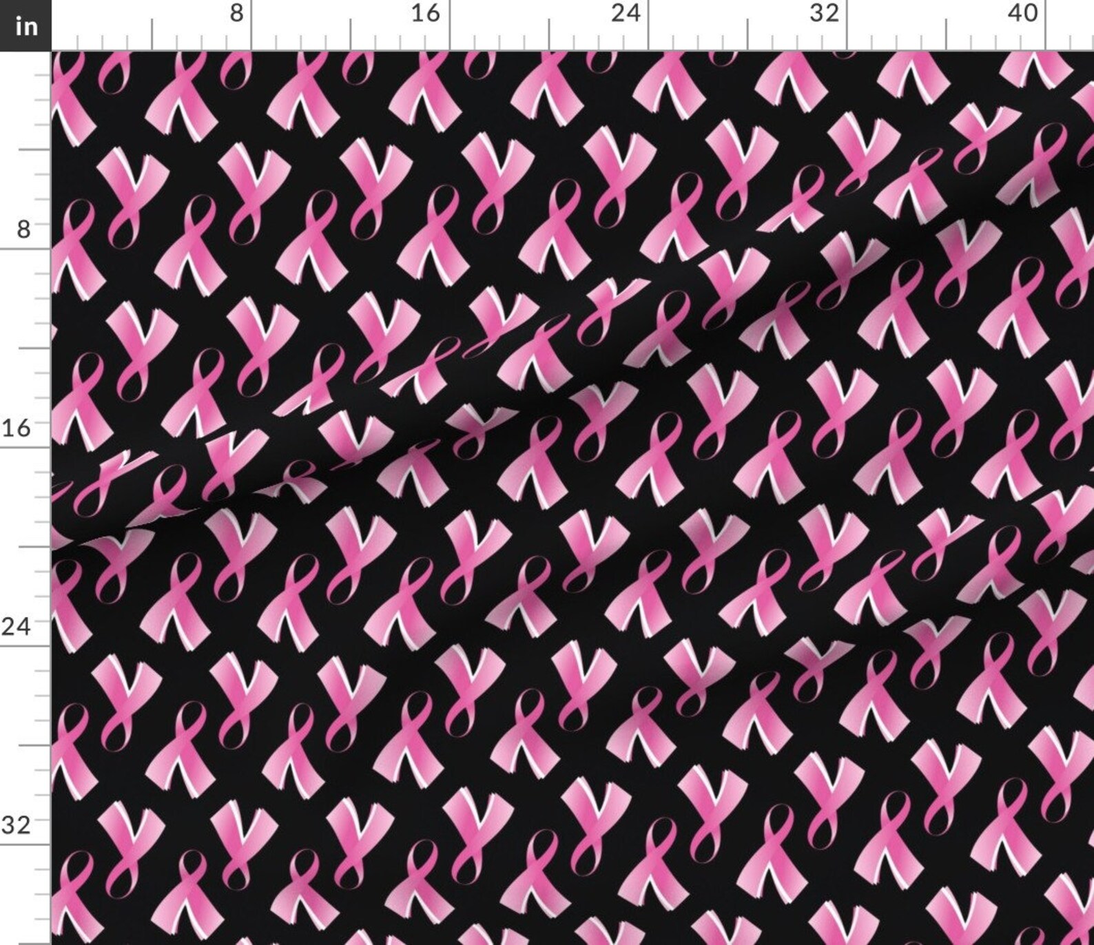 Breast Cancer Fabric Breast Cancer Pink Ribbon on Black by - Etsy