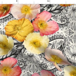 Poppies Fabric - Graphic Poppy Collage by Micklyn - Floral Poppies ...