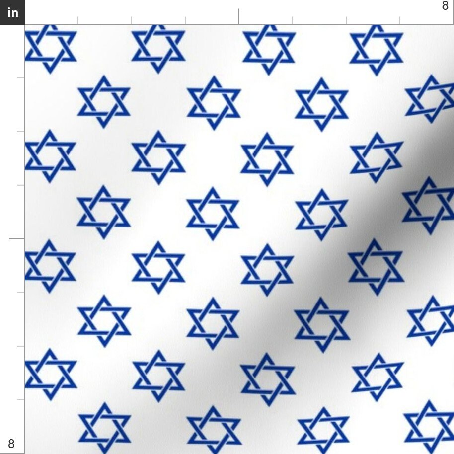 Star of David Fabric Blue Star Of David On White By | Etsy