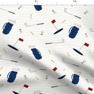 Golf Fabric Tee Time Navy Tan Golf Themed Fabric by Littlearrowdesign ...