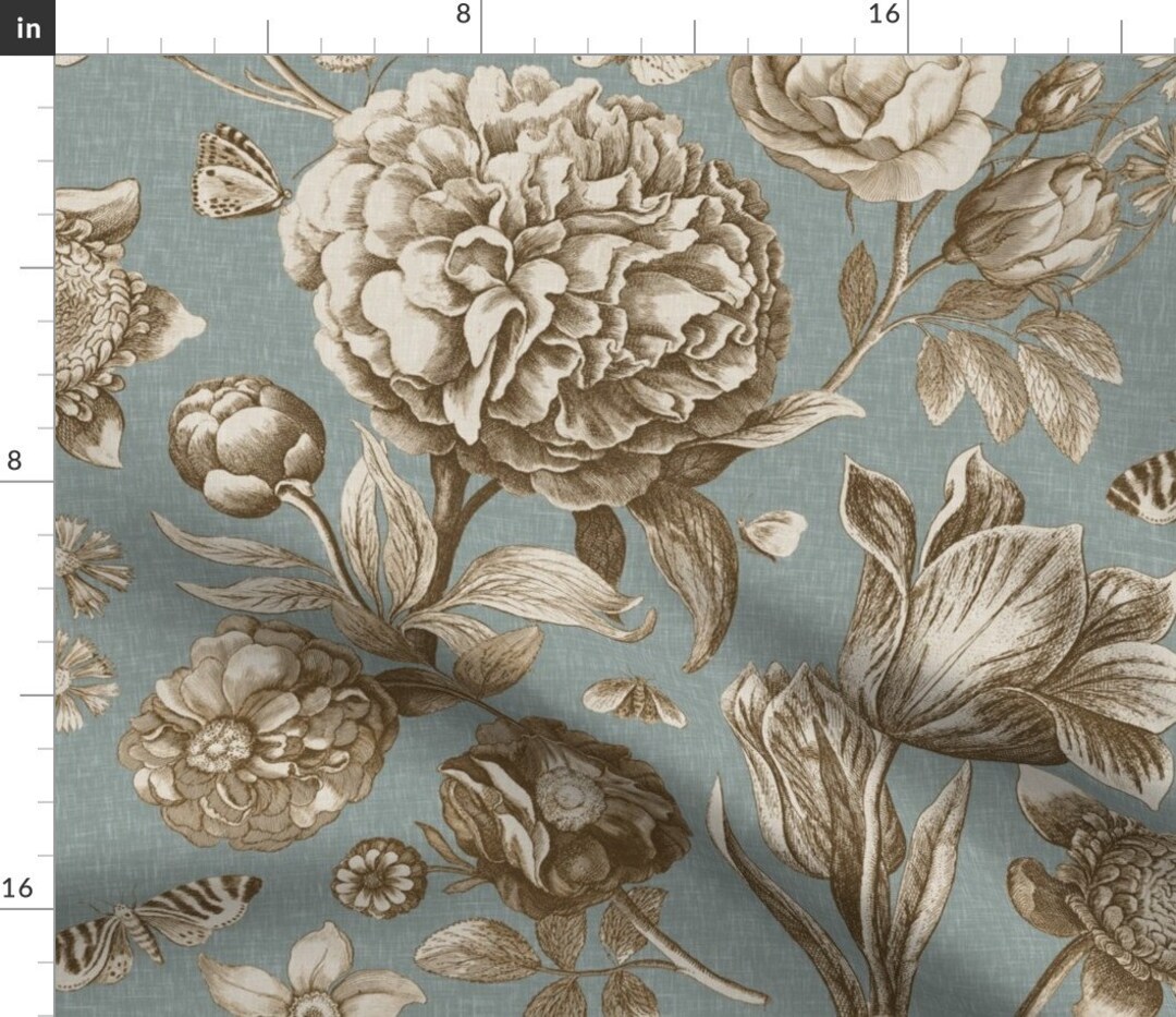 Botanical Fabric Windsor Botanical in Blue Green by Willowlanetextiles ...