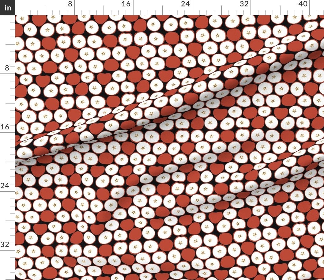 Mod Apples Fabric Mackintosh Apples by Lellobird Red Black | Etsy
