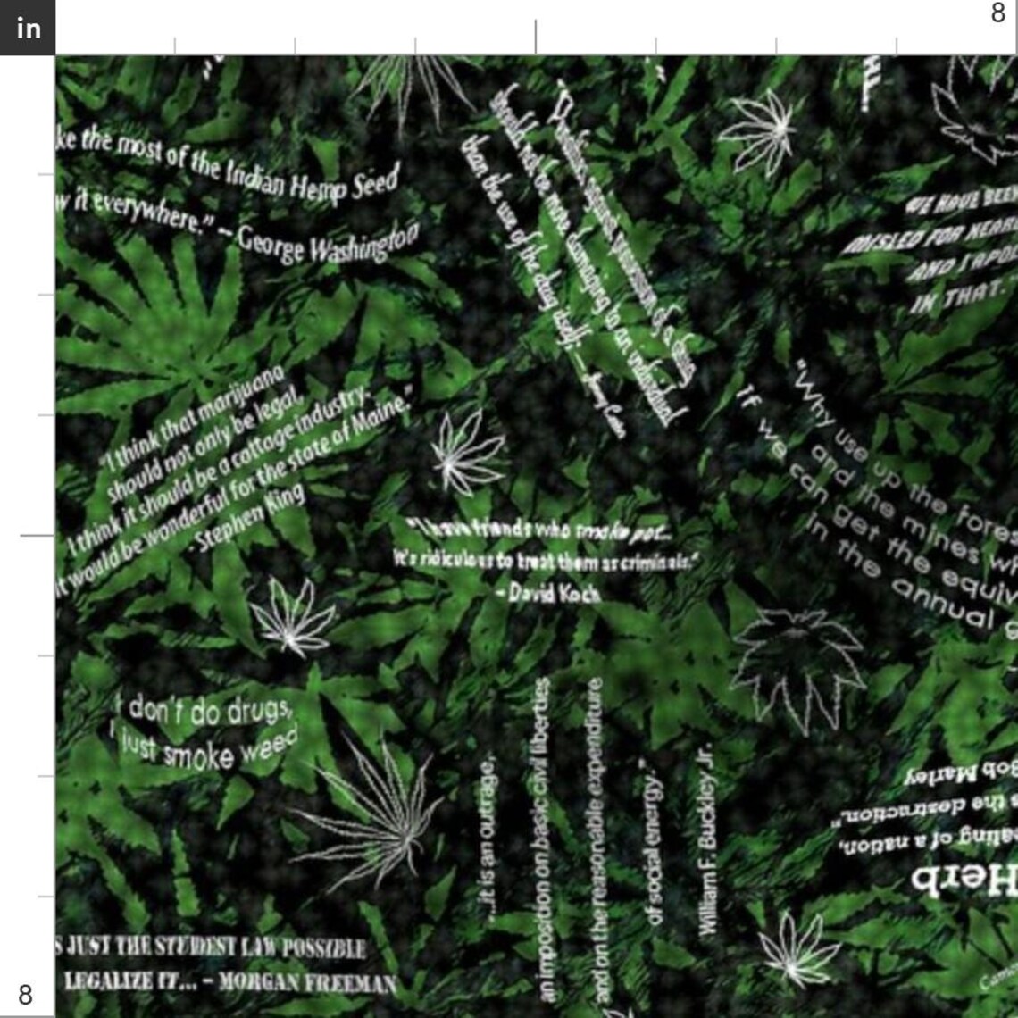 Marijuana Fabric - Weed Pot Leaf Herb Ganga Black Green 420 Cannabis ...