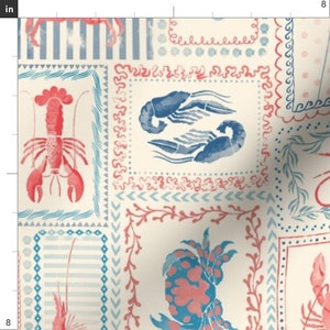 Coastal Patchwork Apparel Fabric Crustaceans by House_of_haricot Cream ...