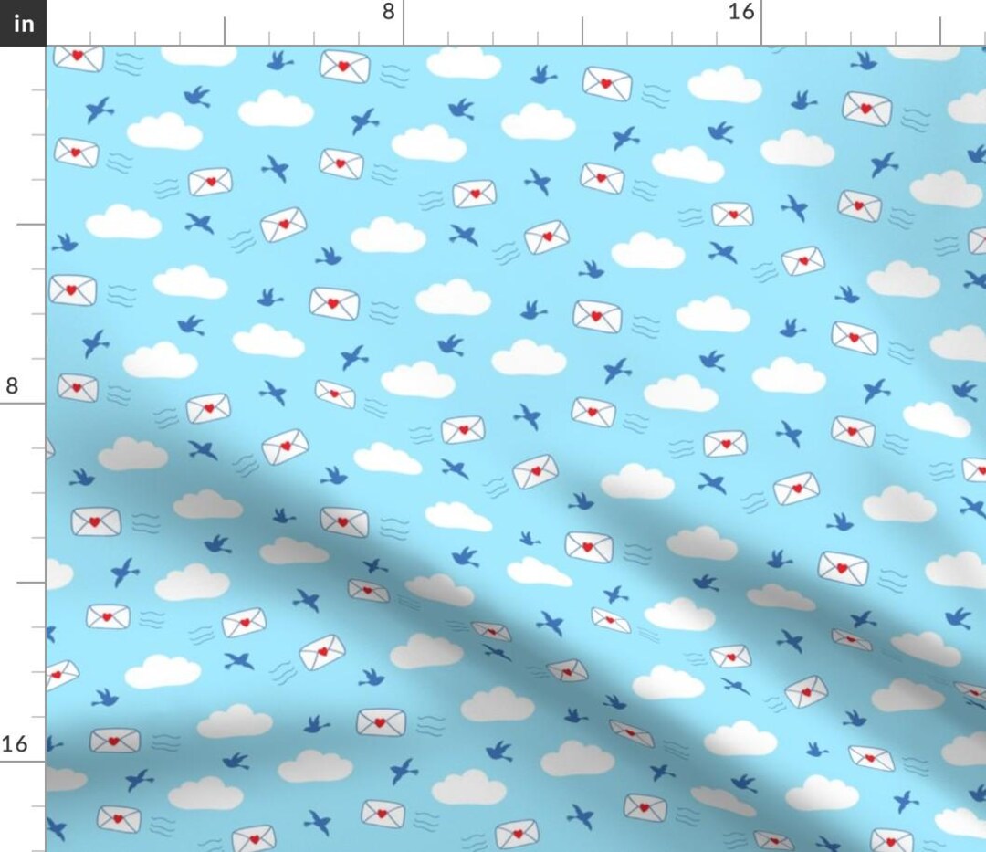 Air Mail Fabric Love Letters Blue by Pattern Talent Post Office Mail ...