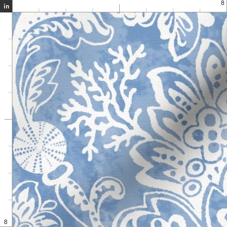 Coastal Fabric Beach House Damask by Kee_design_studio - Etsy