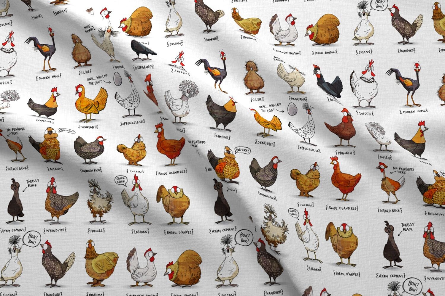 Modern Farm Fabric Chickens Of The World Fabric By | Etsy