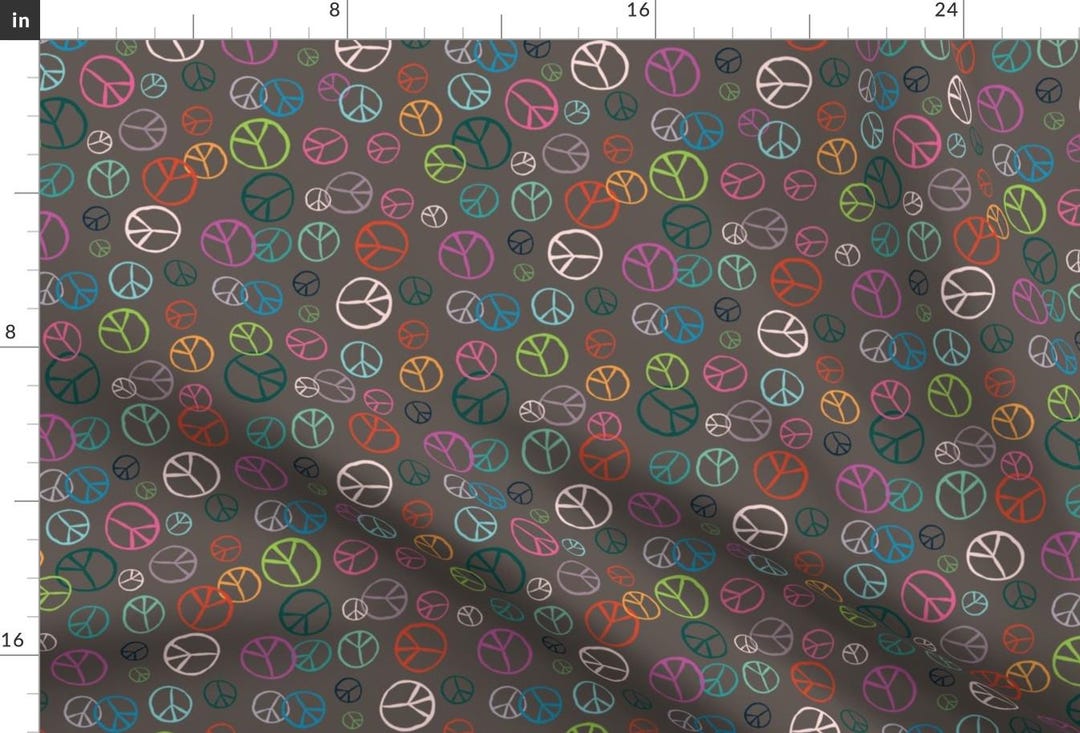 Peace Fabric - Sketchy Peace by Heidiryancreative - Multicolor Peace ...
